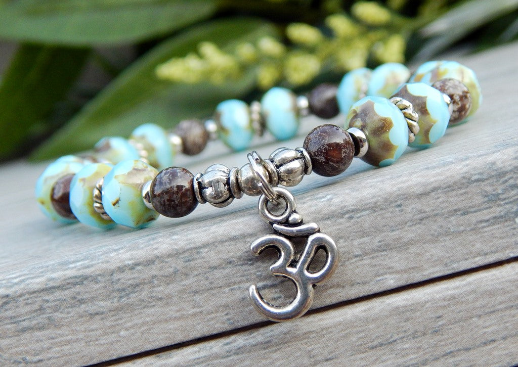 Om Charm Beaded Yoga Bracelet | by StoneRiverJewelry – Blue Stone River